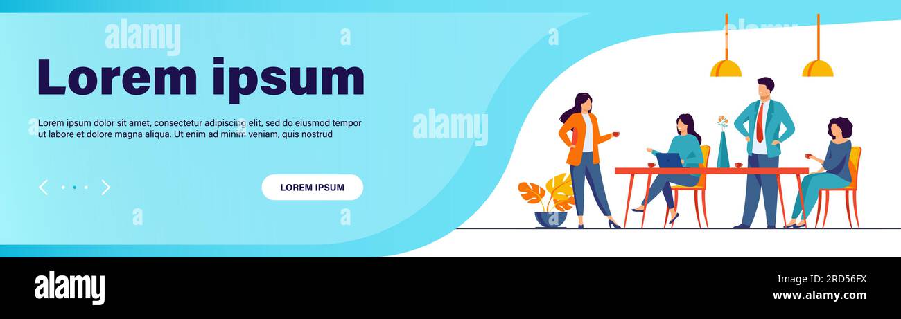 Employees meeting in office kitchen and drinking coffee Stock Vector ...