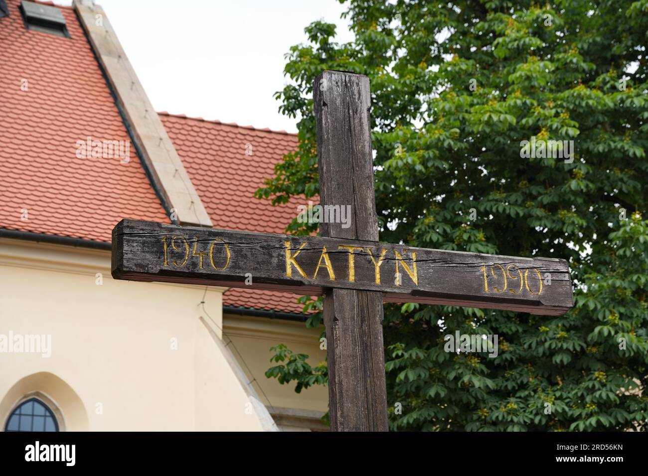 The wooden Katyn Cross in memory of the Polish citizens murdered in the ...