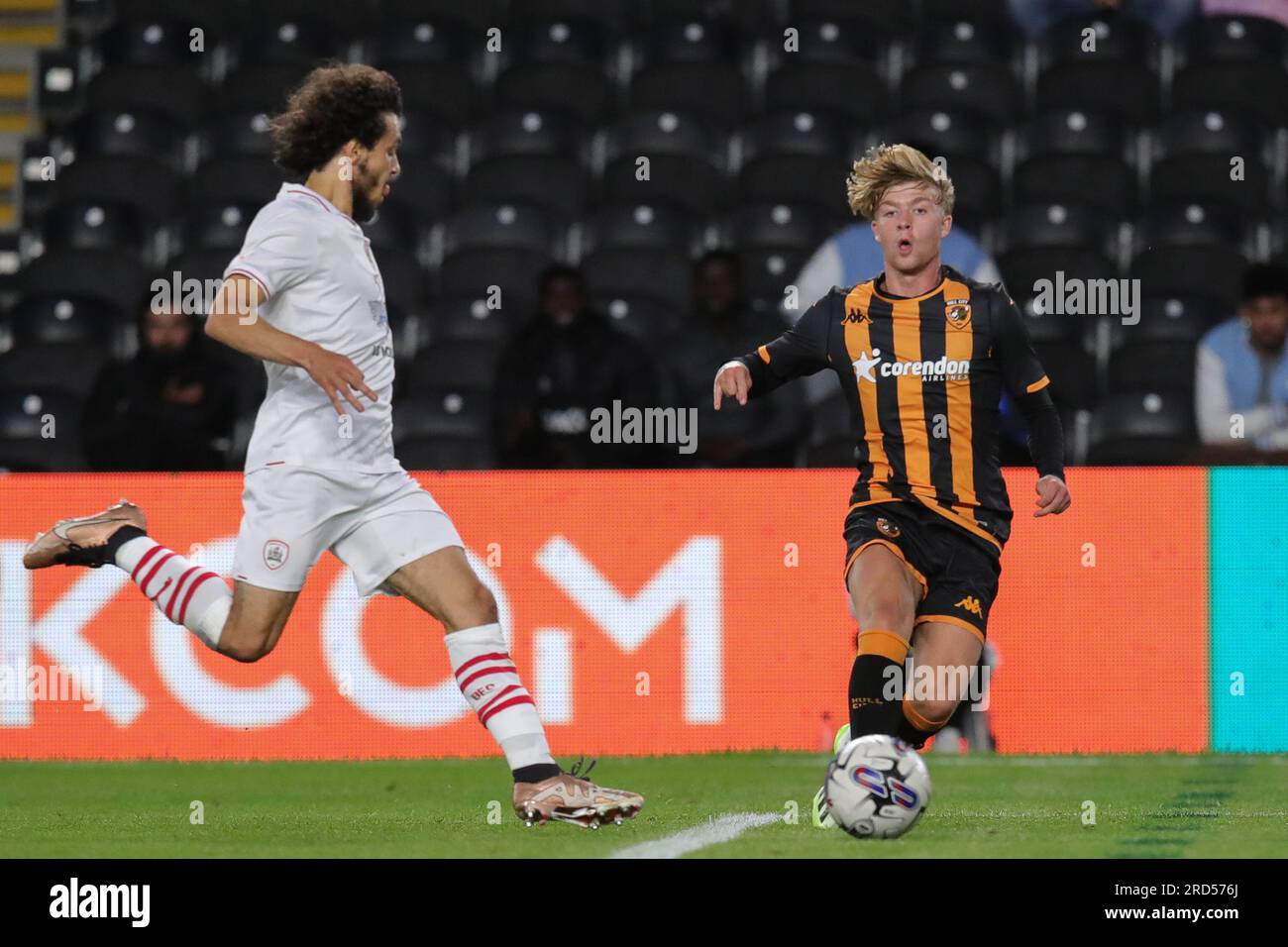 Harry Vaughan #14 of Hull City in action during the Pre-season friendly ...