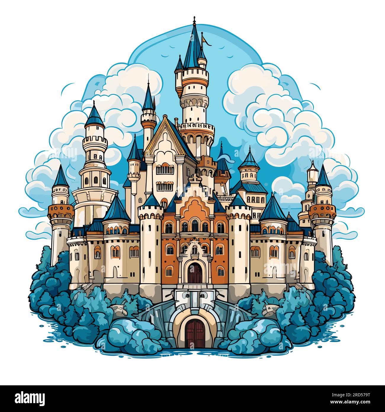 Neuschwanstein castle art Stock Vector Images - Alamy