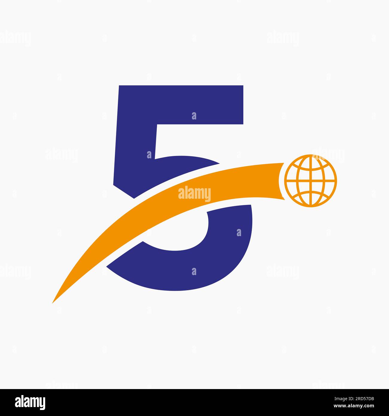 Letter 5 Logo Concept With Global World Icon Vector Template Stock ...