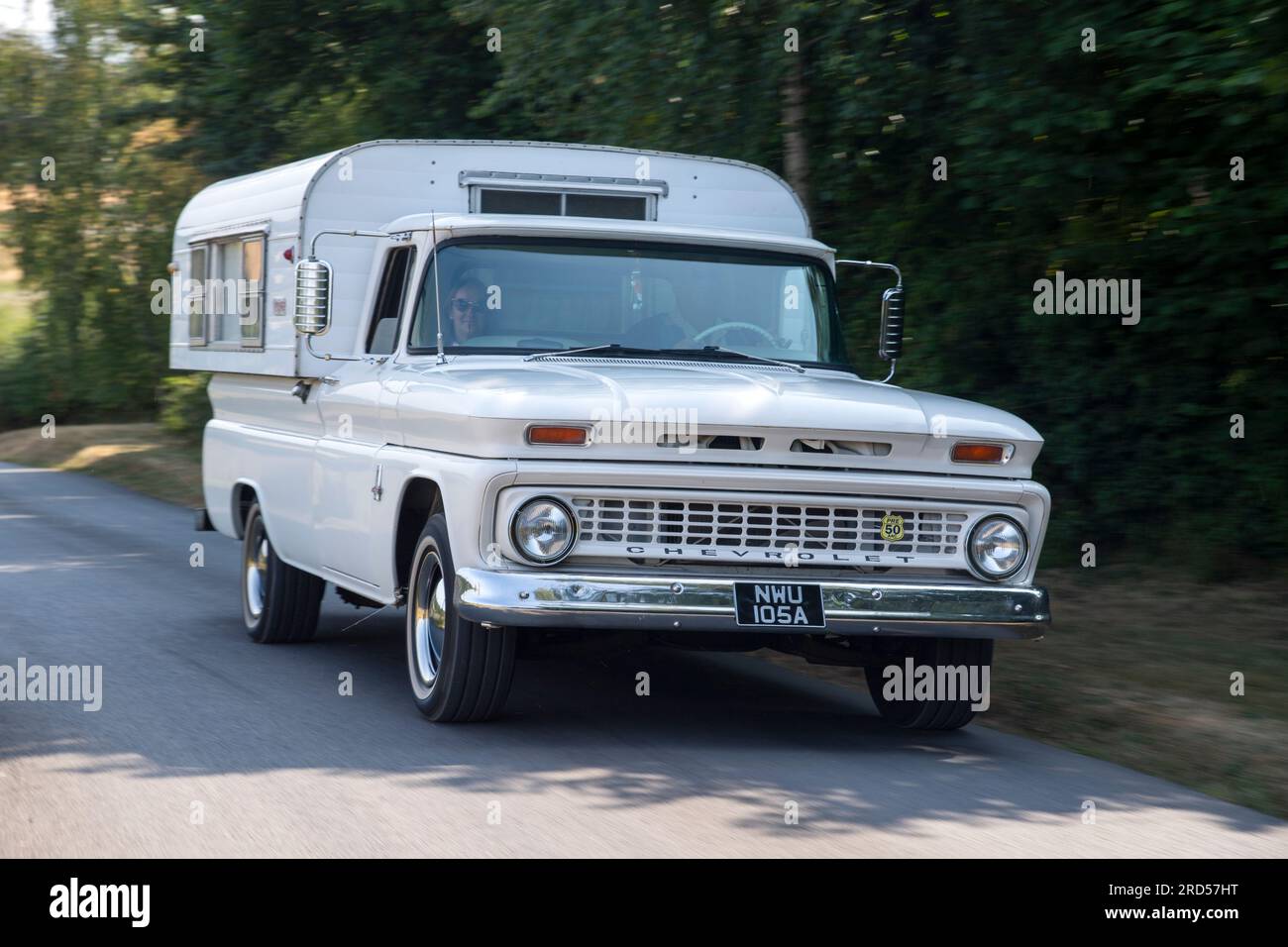 1965 'Alaskan' pop up camper fitted to a 1958 Chevy truck Stock Photo ...
