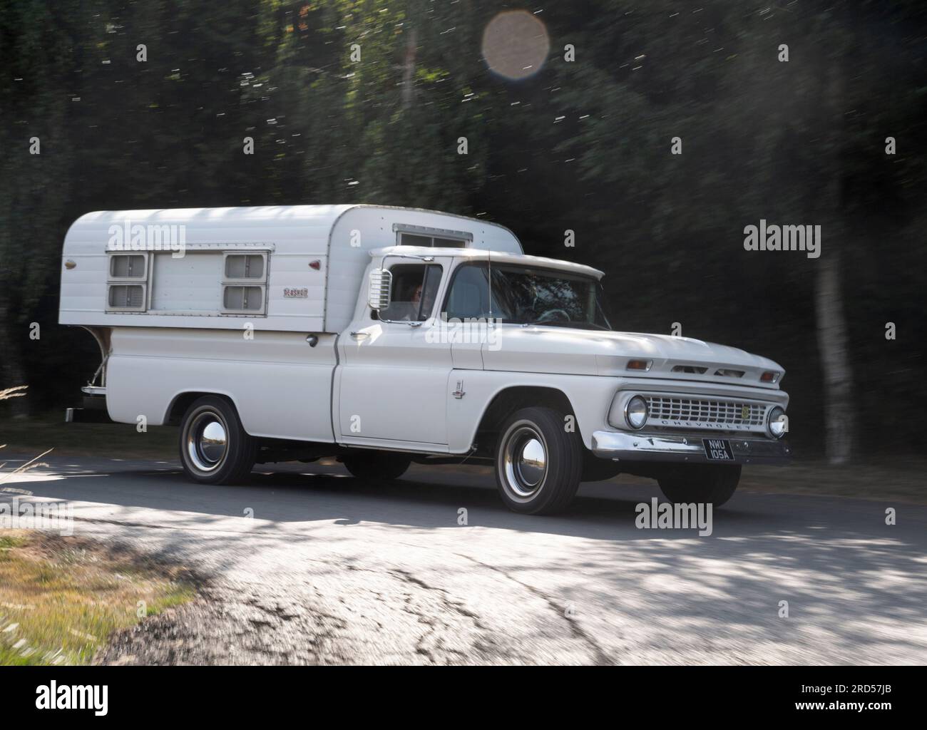 1965 'Alaskan' pop up camper fitted to a 1958 Chevy truck Stock Photo ...