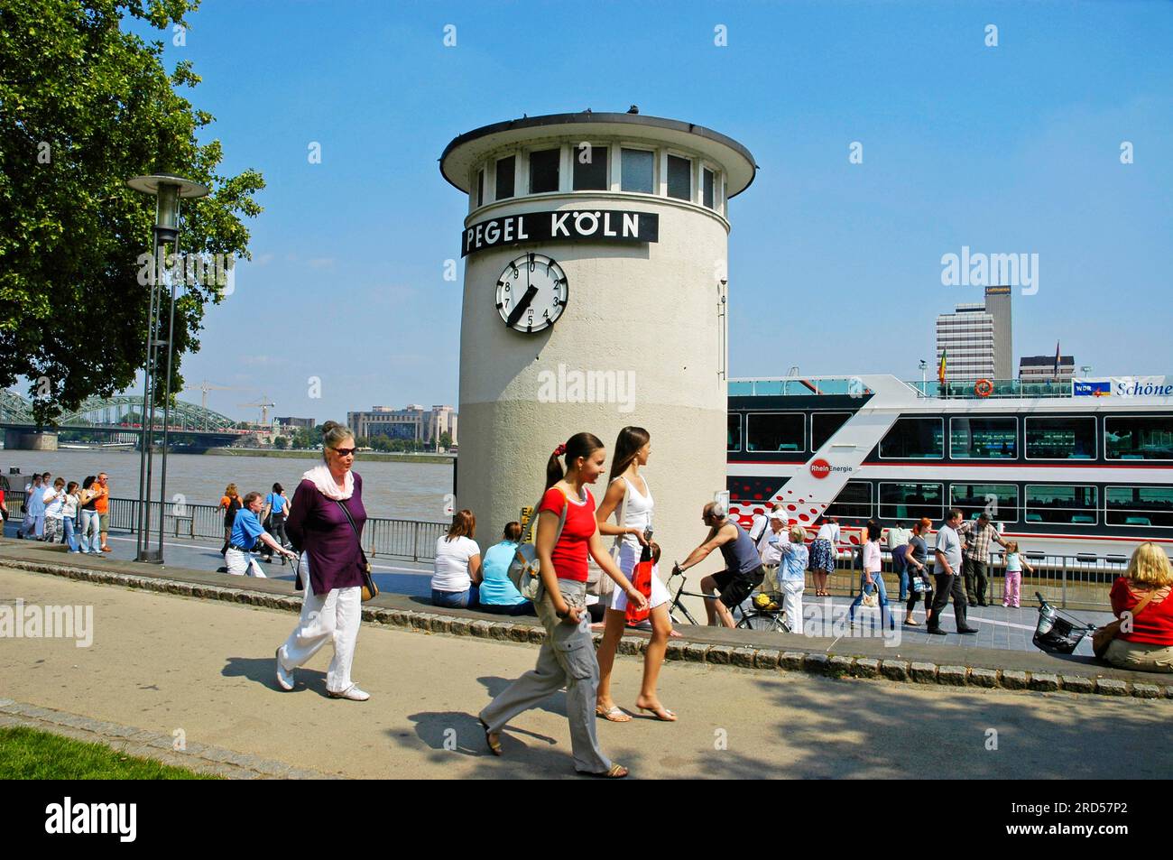 Water level gauge on the Rhine promenade, Cologne, North Rhine ...
