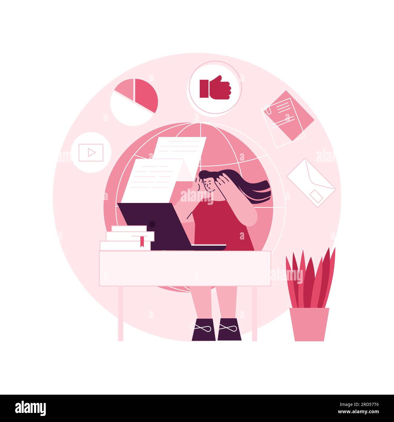 Digital overload abstract concept vector illustration. Overcome ...