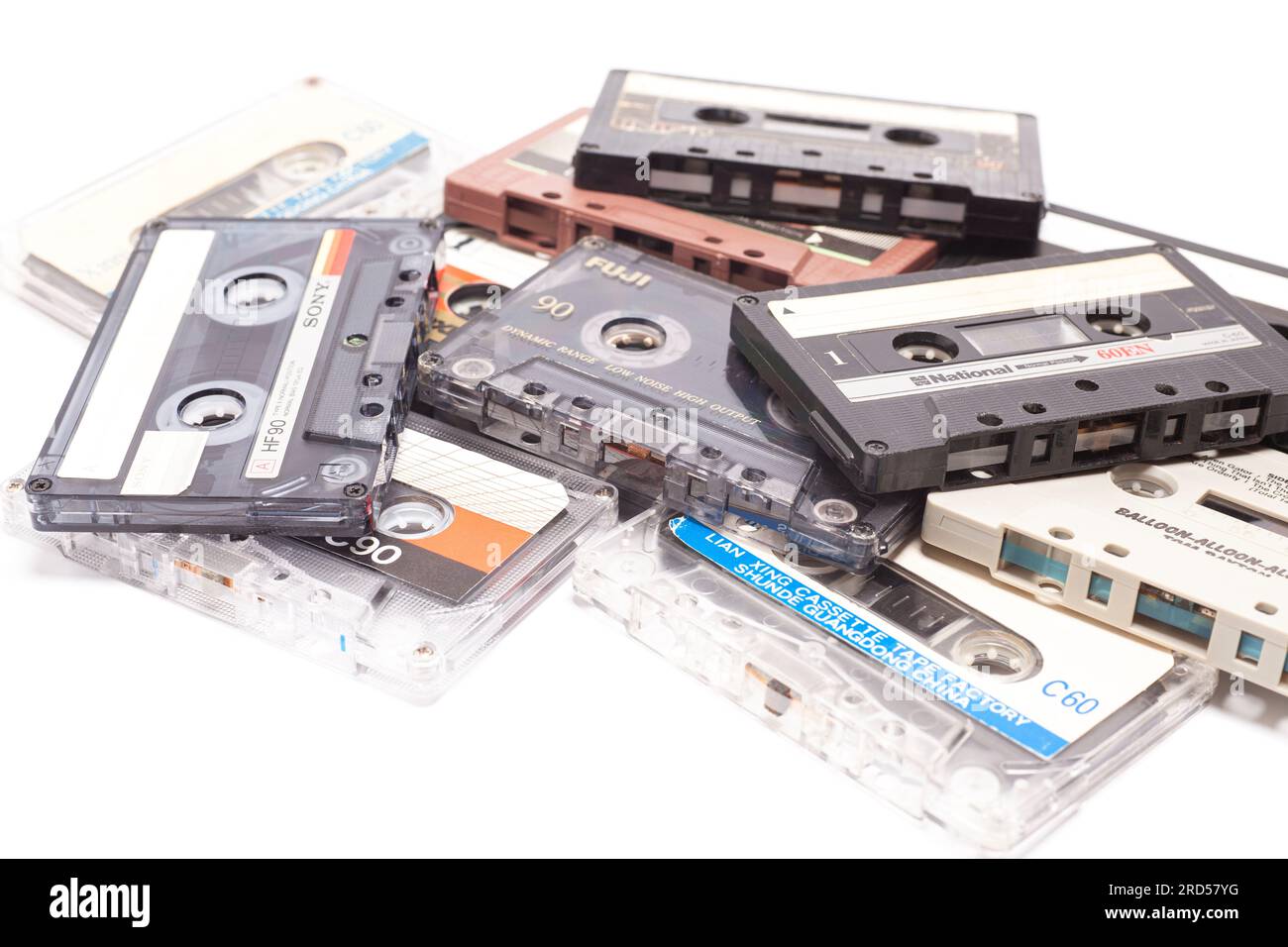 Collection vintage audio cassettes isolated on white Stock Photo - Alamy