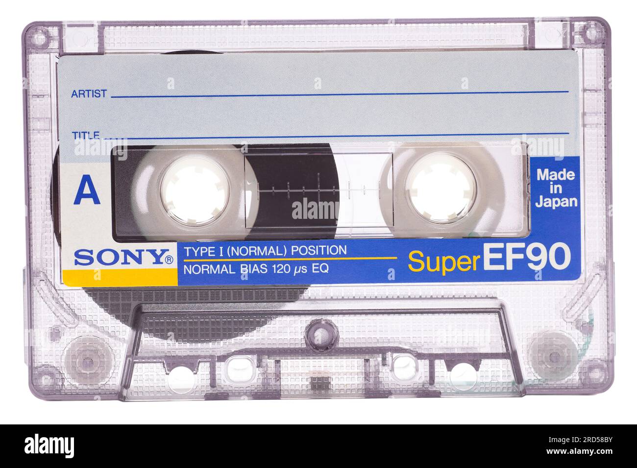 Audio cassette tape SONY Super EF90, side A, isolated on white ...