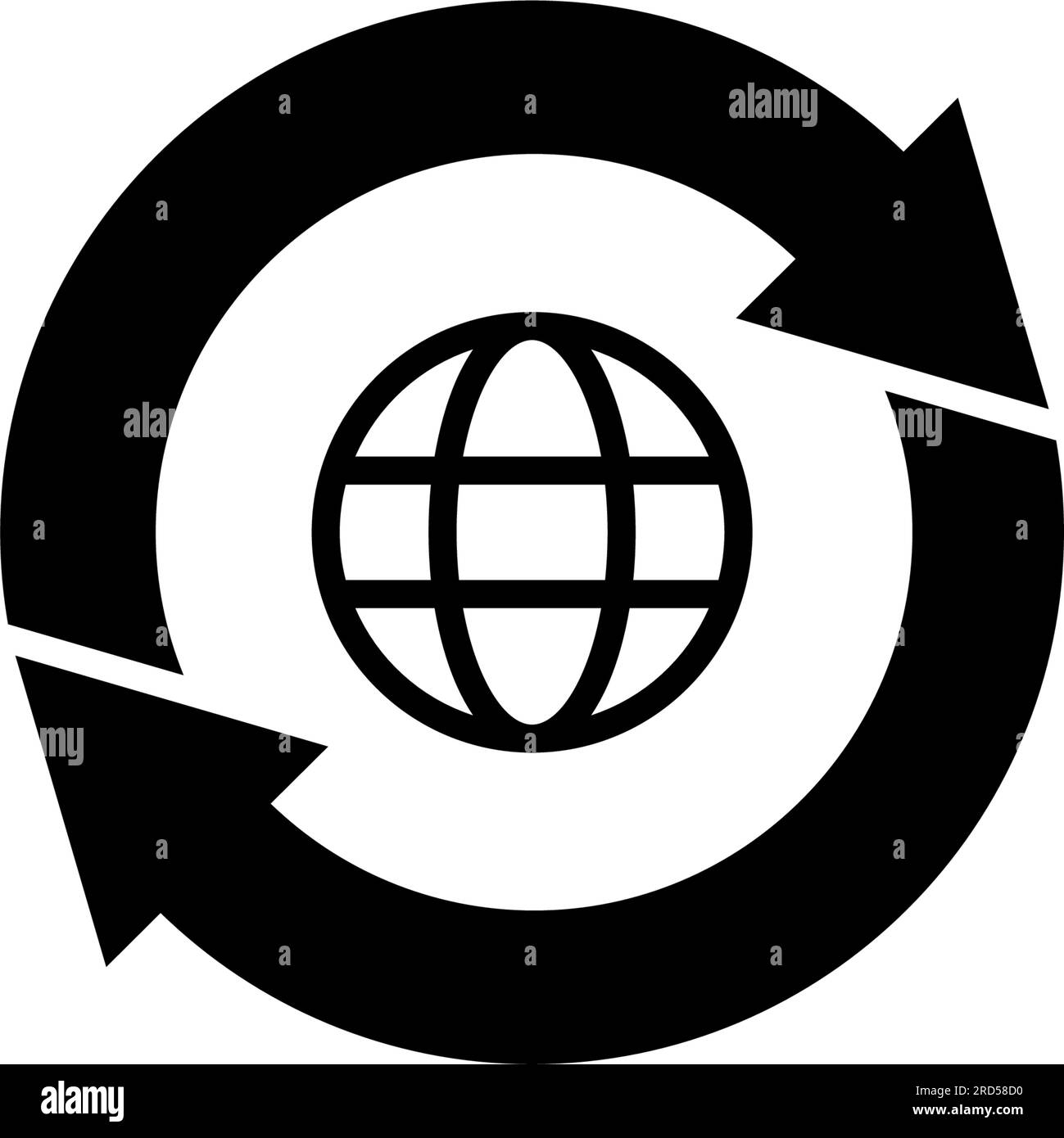 Globe with 2 sync arrows around, Worldwide. Flat Vector Icon ...