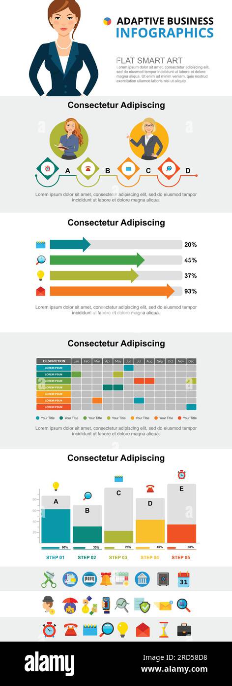 Planning and statistics infochart diagrams set for presentation Stock ...