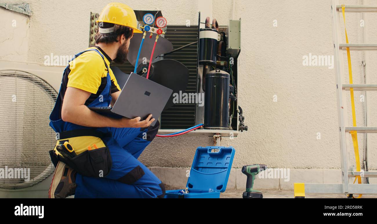 Skilled expert hired by business owner to detect cause of damage to air ...