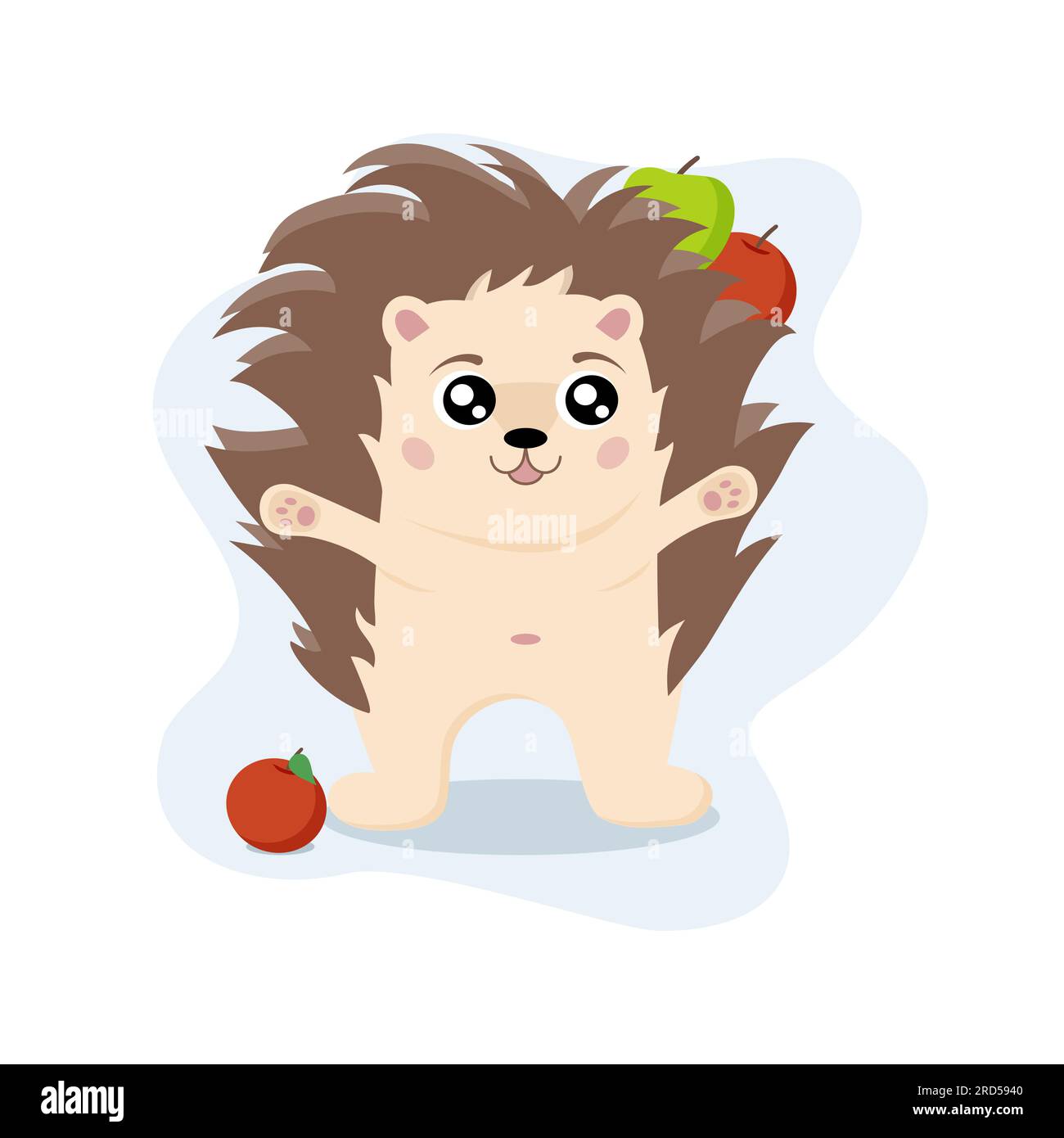 Hedgehog character with apples, vector illustration Stock Vector Image ...