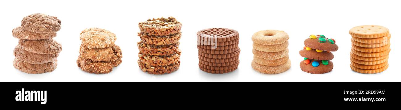 Set of sweet cookies on white background Stock Photo - Alamy