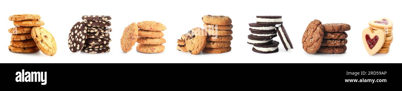 Group of sweet cookies on white background Stock Photo - Alamy