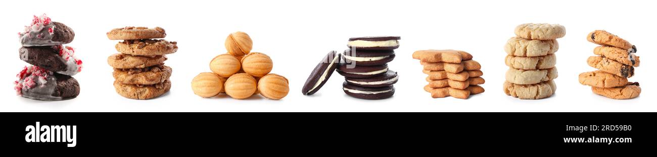 Collection of sweet cookies on white background Stock Photo - Alamy