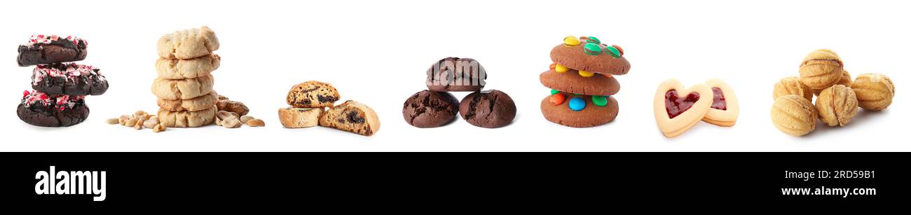 Set of sweet cookies on white background Stock Photo - Alamy