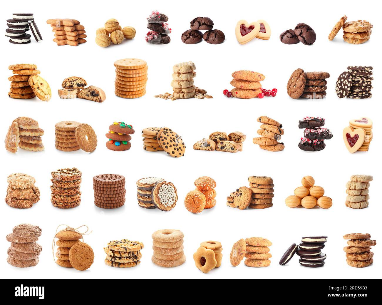 Collage of sweet cookies on white background Stock Photo - Alamy