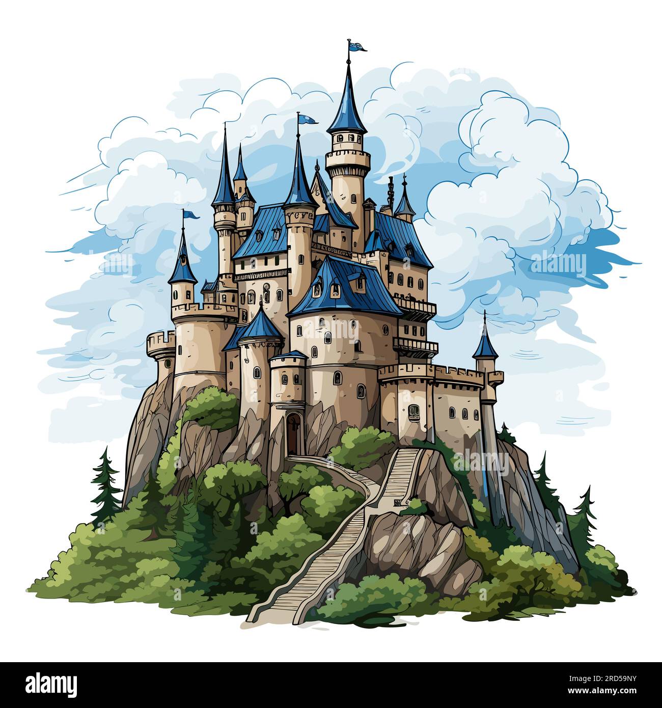 Neuschwanstein castle art Stock Vector Images - Alamy
