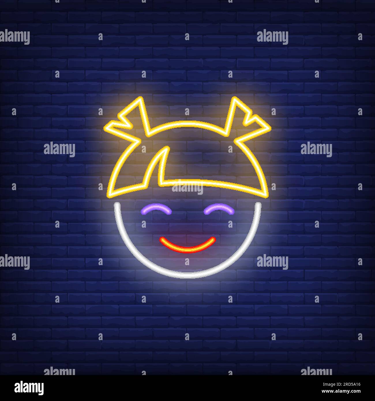 Smiling preschool girl face neon sign Stock Vector Image & Art - Alamy