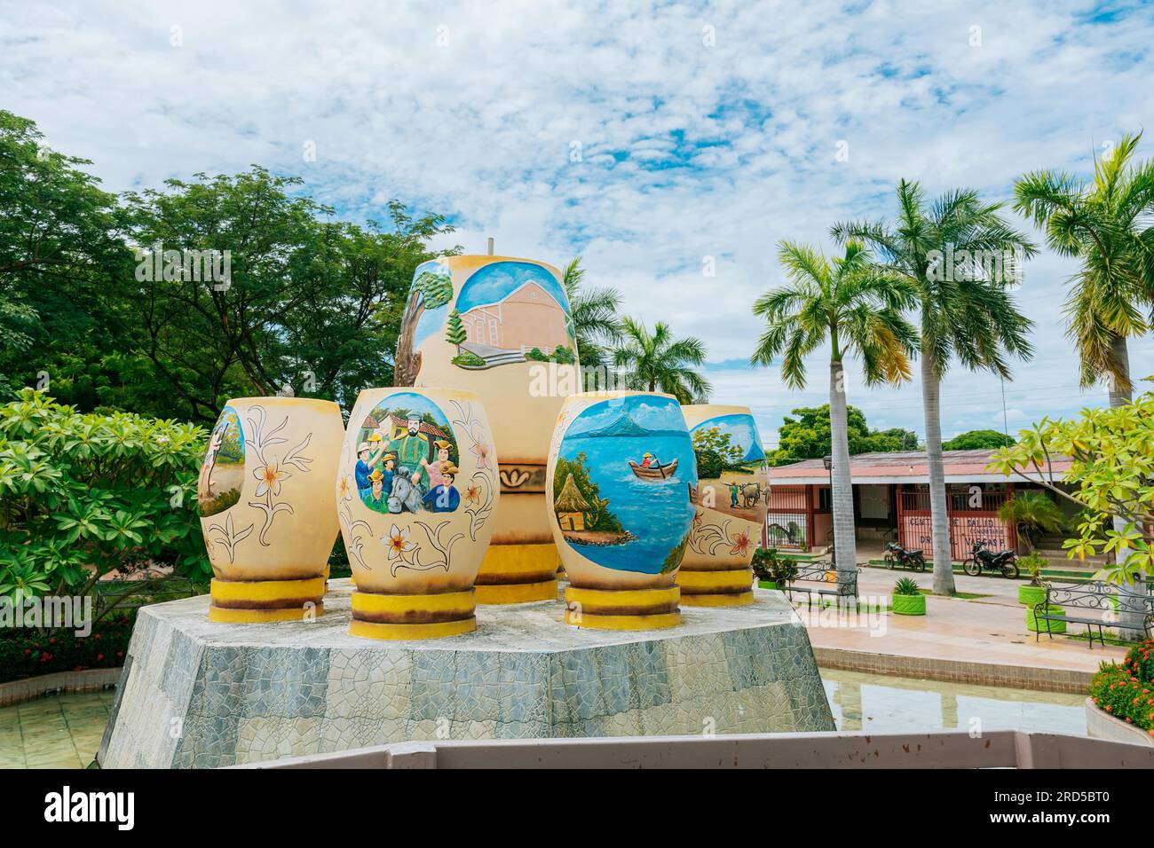 Cultural gourds in a natural spring. Fountain the gourds in the park of ...