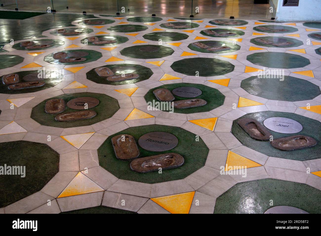 Footprints on floor, Hall of Fame, Maracana Stadium, Rio de Janeiro ...