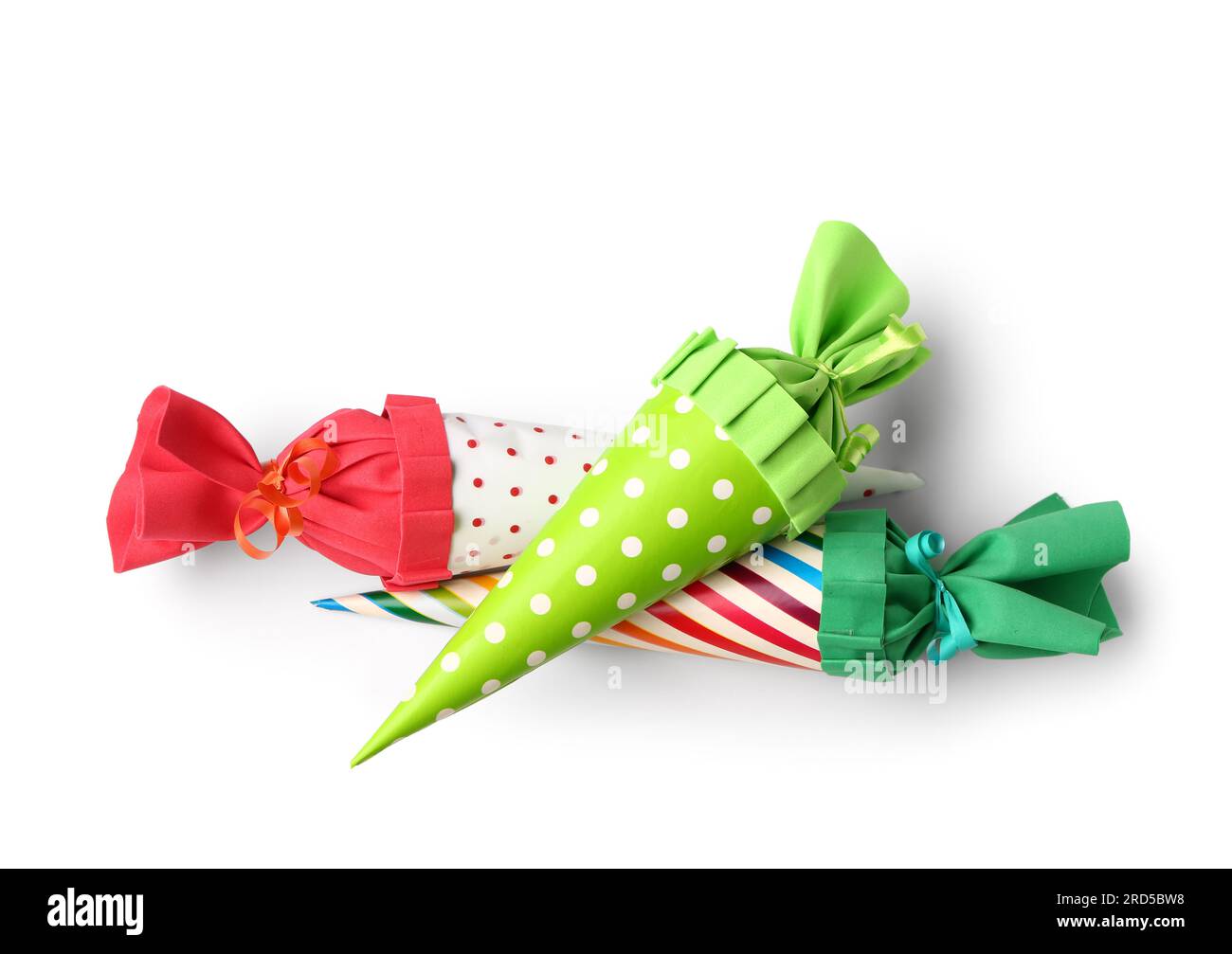 Colorful school cones on white background Stock Photo - Alamy