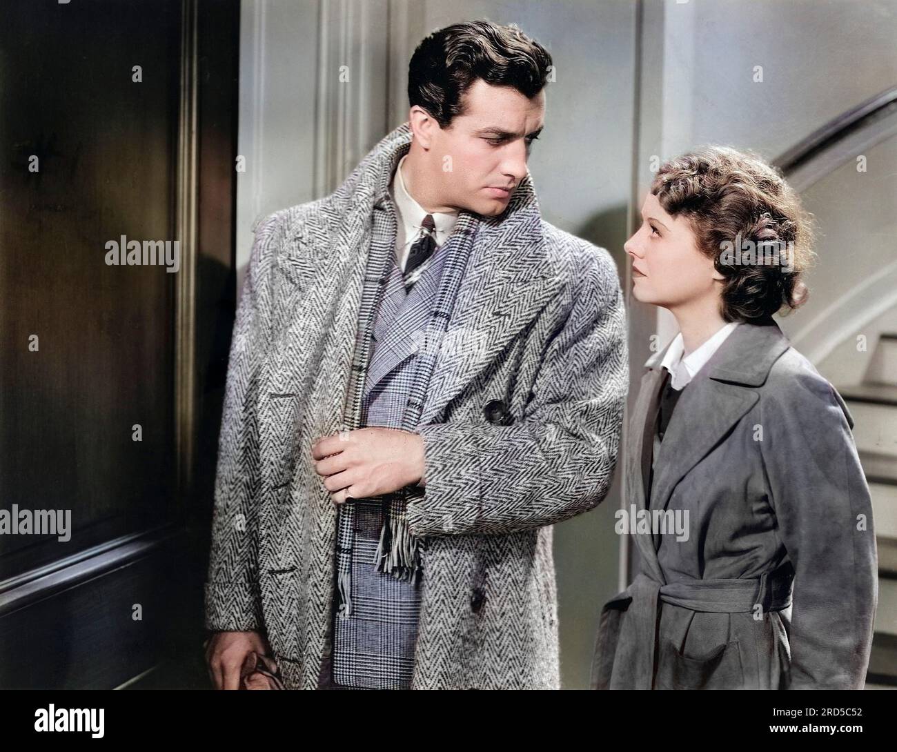 Robert Taylor, Janet Gaynor, on-set of the Film, "Small Town Girl", MGM ...