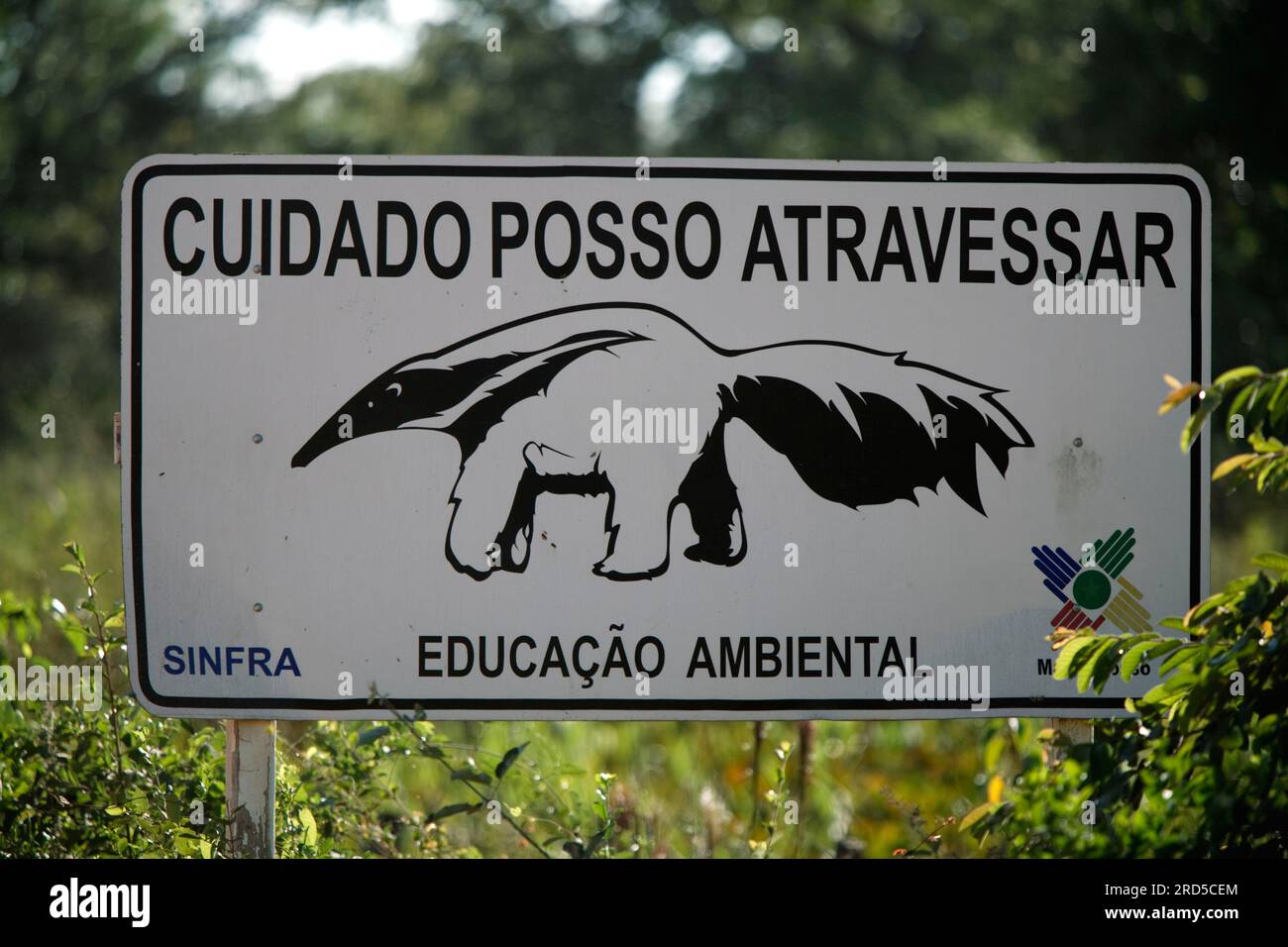 Sign with Large Anteater, Transpantaneira, Gate, Pantanal, Brazil Stock ...