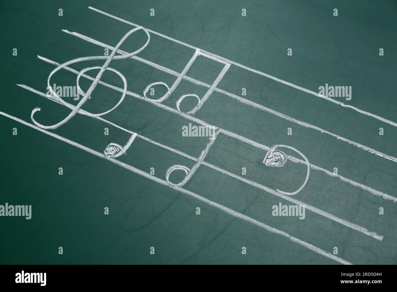 Different music notes on green background Stock Photo - Alamy