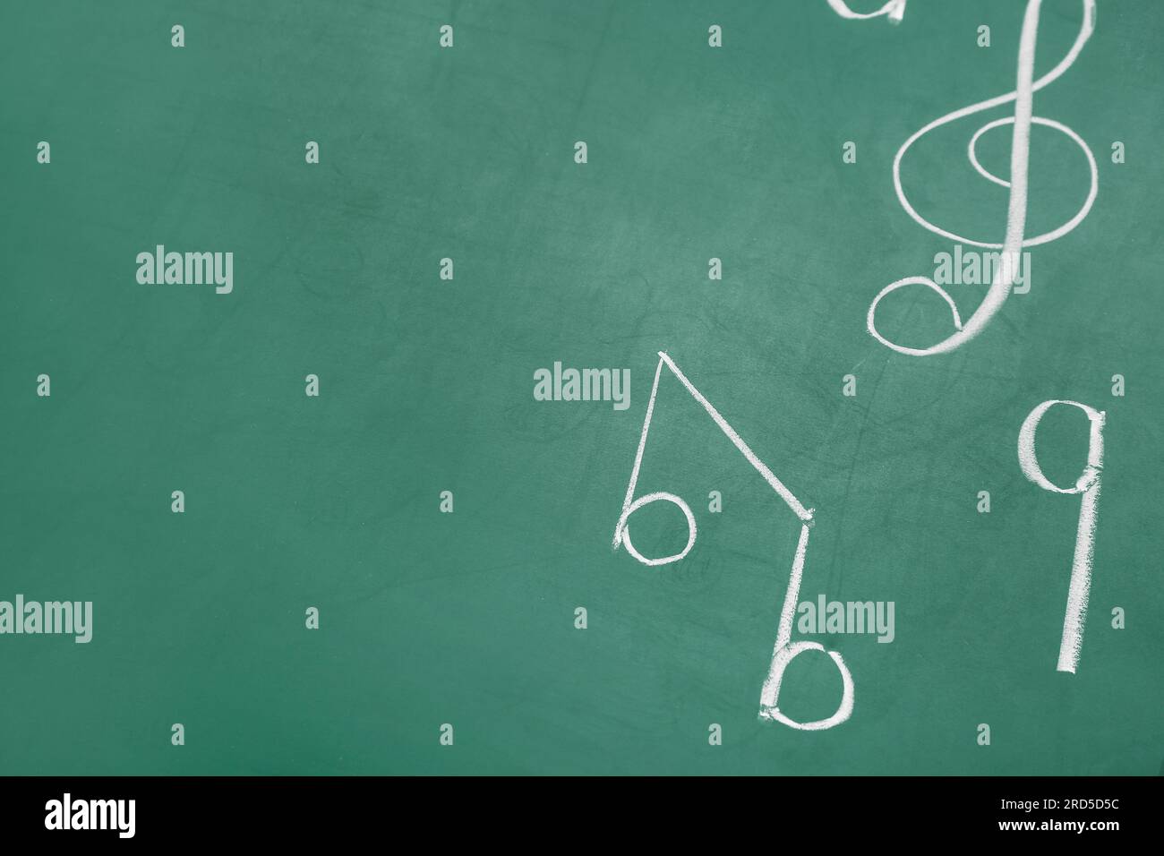 Different music notes on green background Stock Photo - Alamy