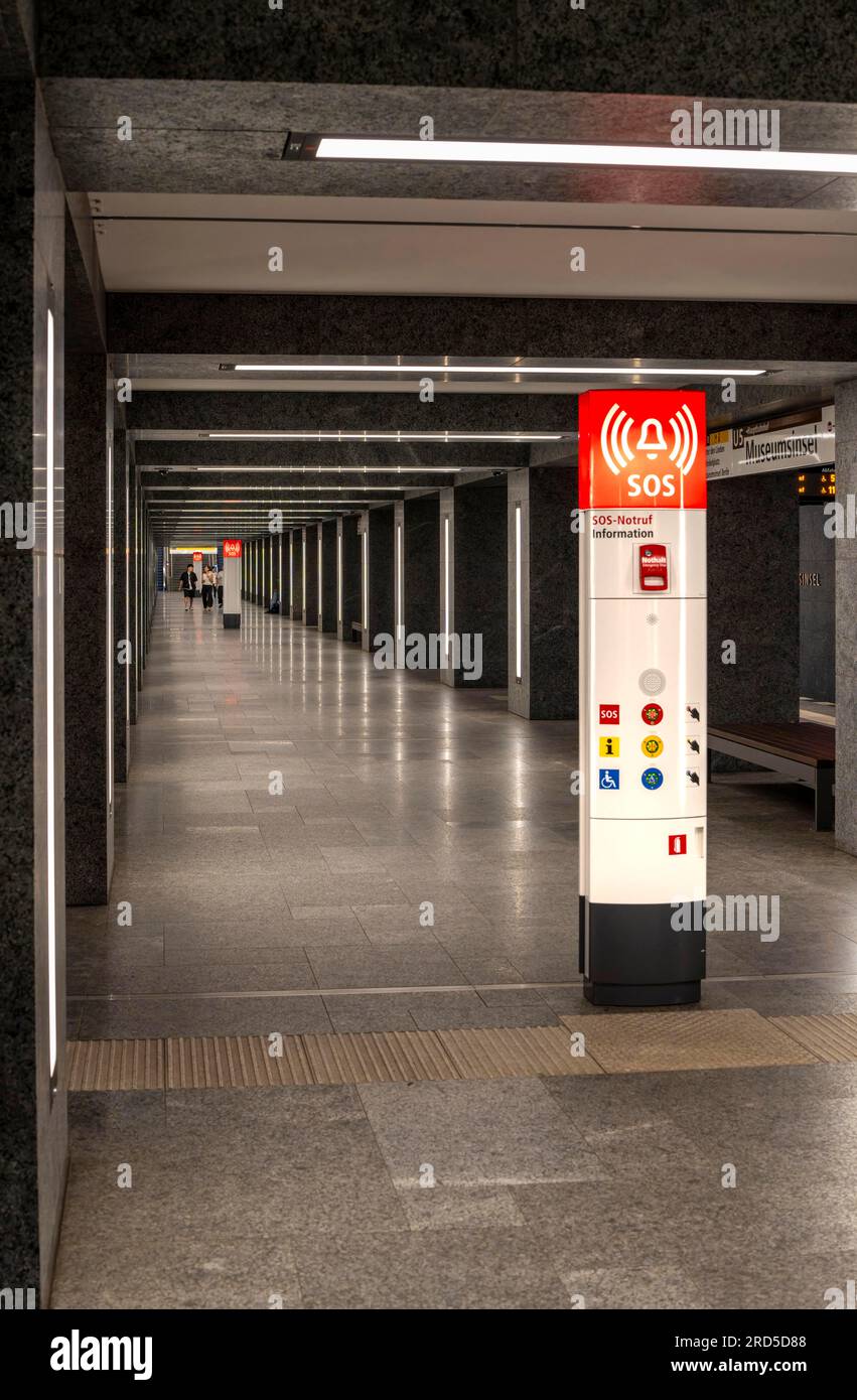 Emergency call box on the platform of the U station Museumsinsel ...