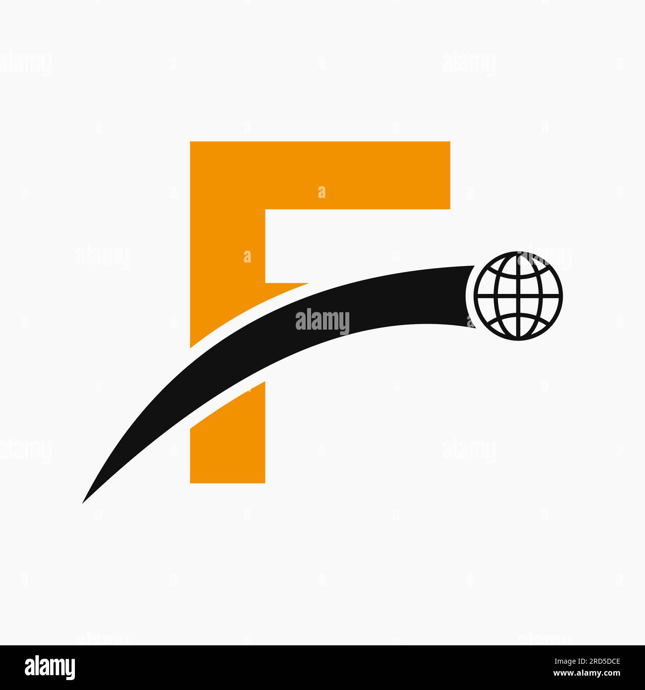 Letter F Logo Concept With Global World Icon Vector Template Stock ...