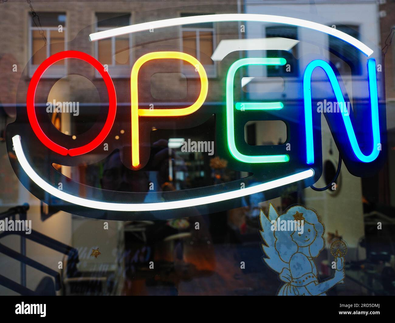 Window with lettering Open, Roermond, Netherlands Stock Photo - Alamy