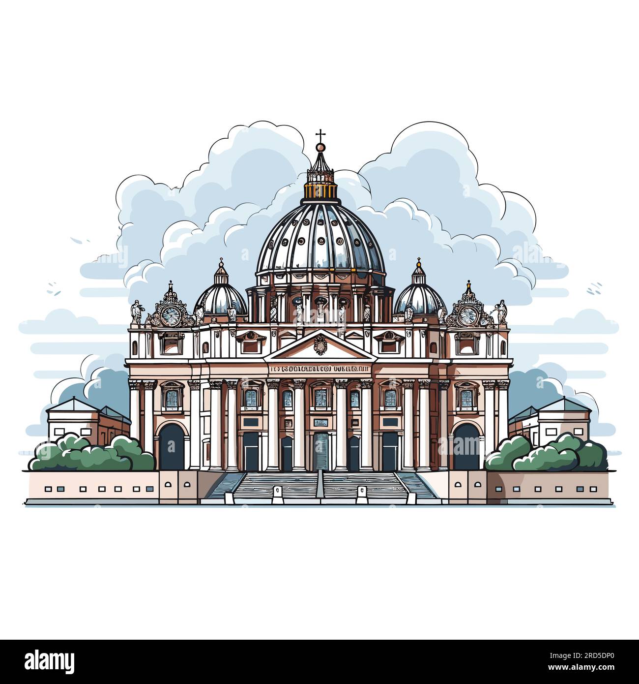 Saint Peter's Basilica. Basilica of Saint Peter hand-drawn comic ...