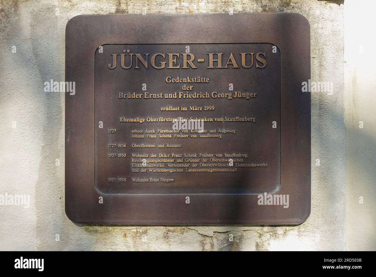 Sign, information board at Juenger-Haus, memorial for Ernst and ...
