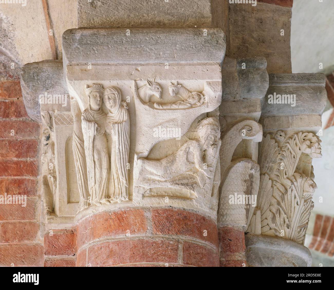 Mary and Elizabeth, Jesus in the manger, Joseph in a dream, Romanesque ...