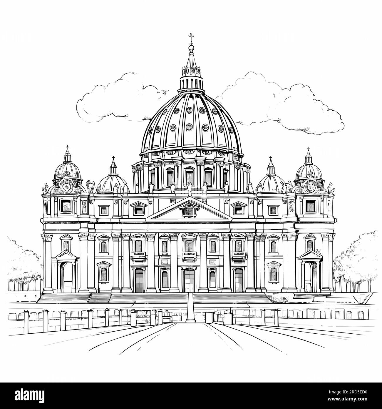 Saint Peter's Basilica. Basilica of Saint Peter hand-drawn comic ...
