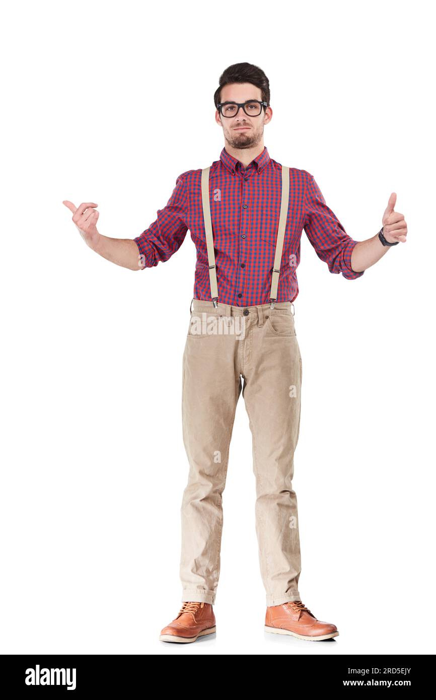 Portrait happy nerd man call Cut Out Stock Images & Pictures - Alamy