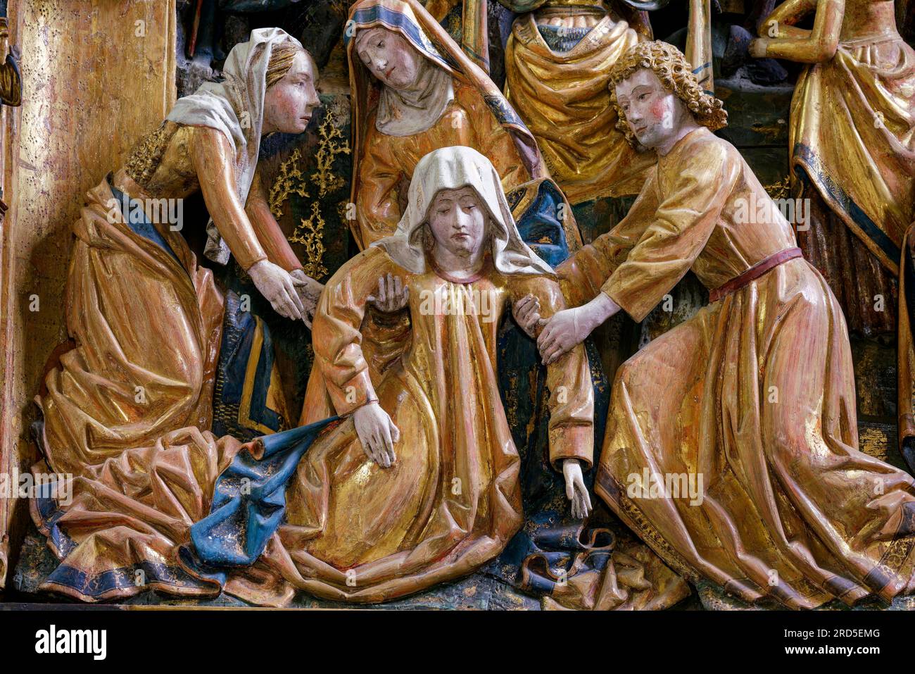The Passion of the Virgin Mary under Jesus' Cross, detail of carved ...