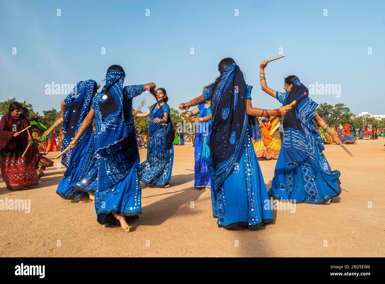 Girls performing stick dance Kolattam, Navaratri Celebration at ...