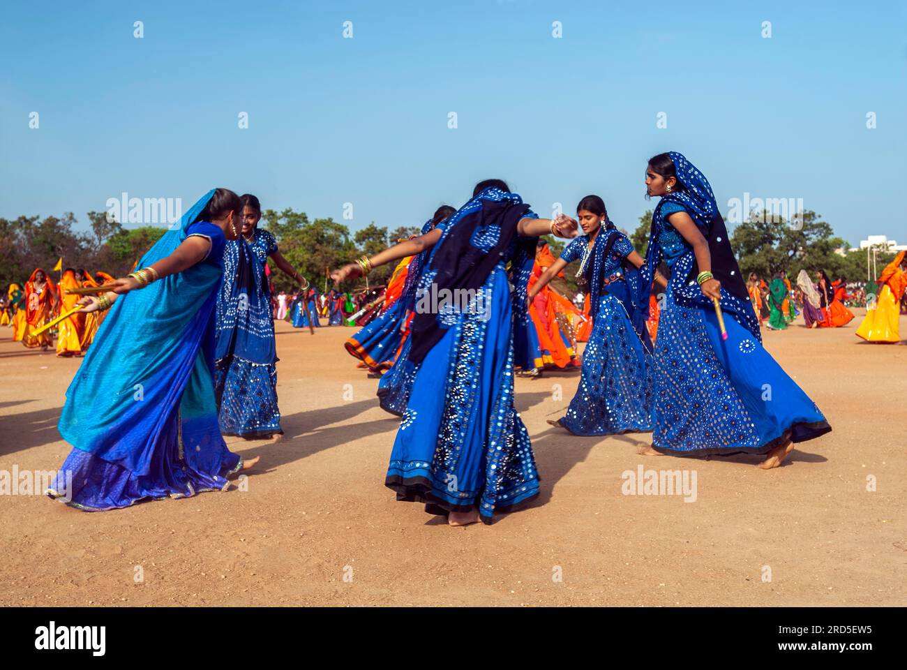 Girls performing stick dance Kolattam, Navaratri Celebration at ...