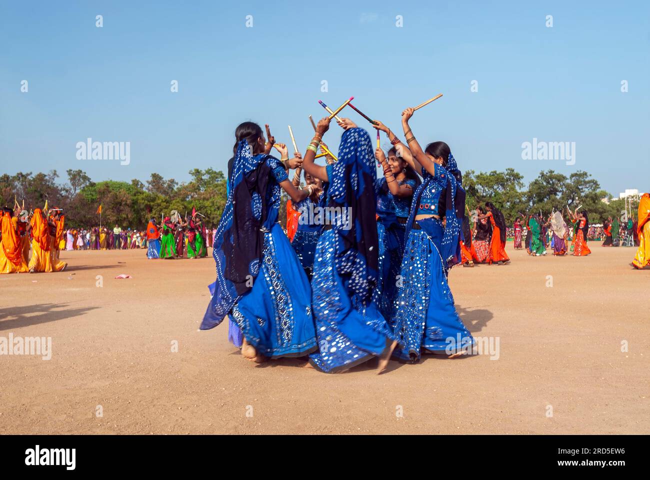 Girls performing stick dance Kolattam, Navaratri Celebration at ...