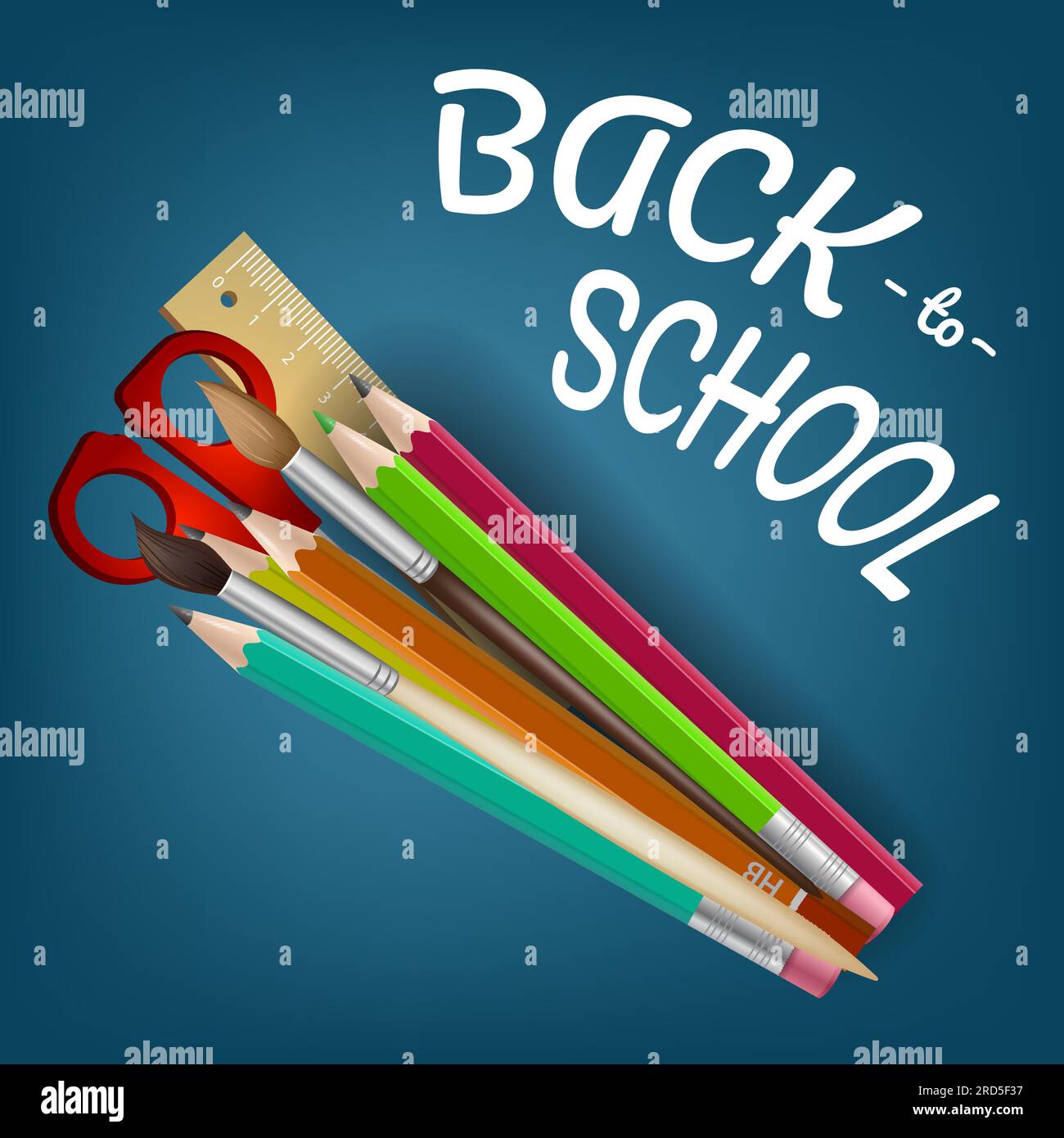 Back to school lettering with bright pencils and scissors Stock Vector ...