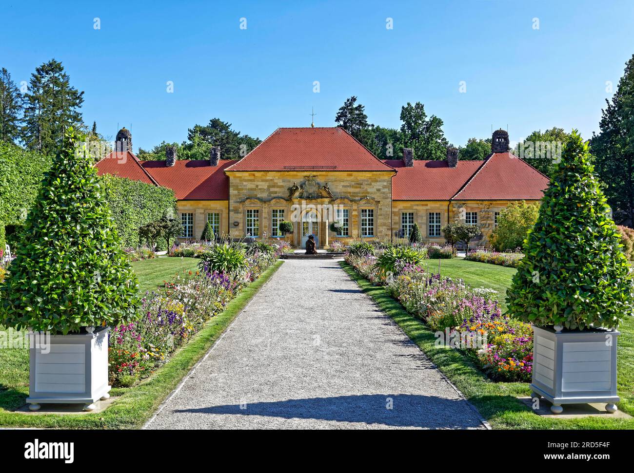Old castle, garden, park, flower border, flowers, Hermitage, historical ...