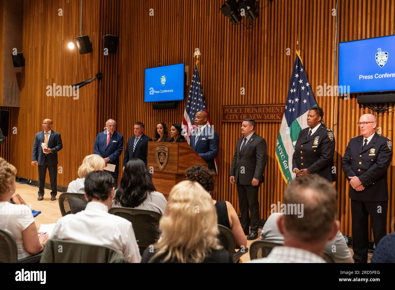 Mayor Eric Adams speaks at public safety announcement by Mayor Eric ...