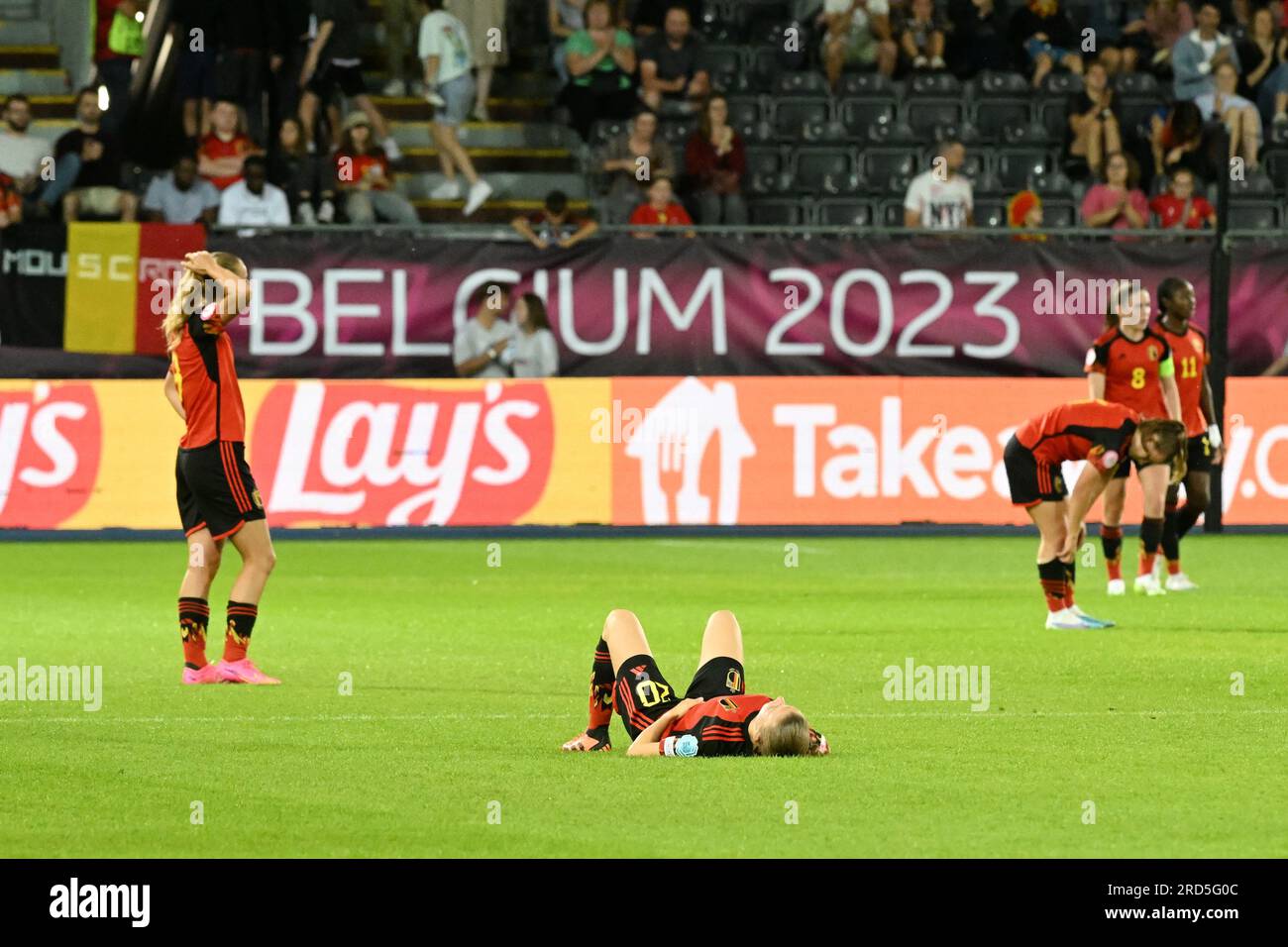 Leuven, Belgium. 18th July, 2023. Luna Vanhoudt (20) of Belgium pictured looking dejected after ...