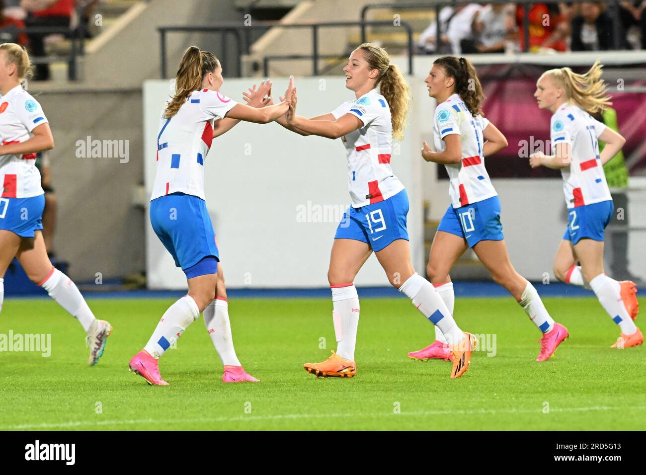 Leuven, Belgium. 18th July, 2023. Danique Tolhoek (19) of The Netherlands pictured celebrating ...