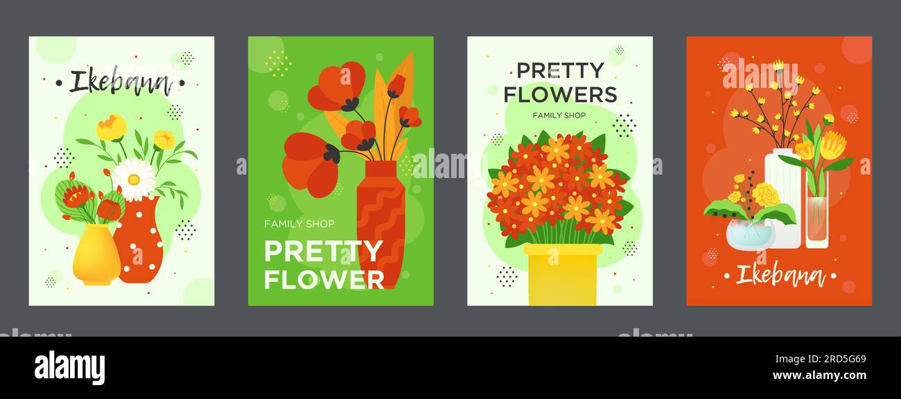 Colorful posters design with pretty flowers Stock Vector Image & Art ...