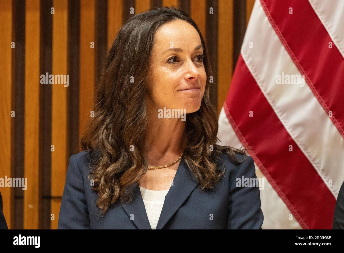 Rebecca Weiner attends a public safety announcement by Mayor Eric Adams ...