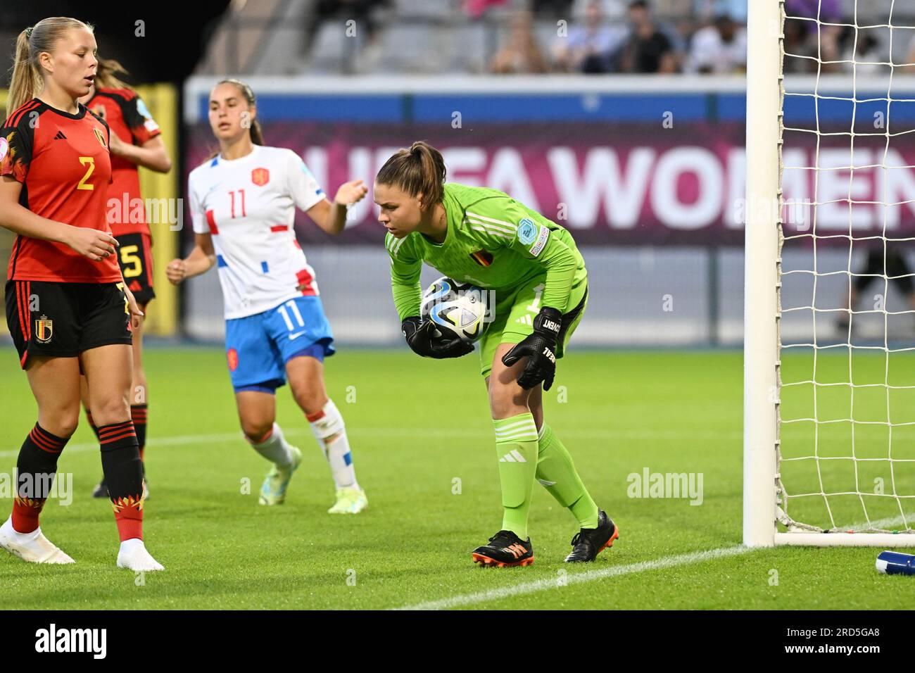 Leuven, Belgium. 18th July, 2023. goalkeeper Jorijn Covent (1) of Belgium pictured during a ...