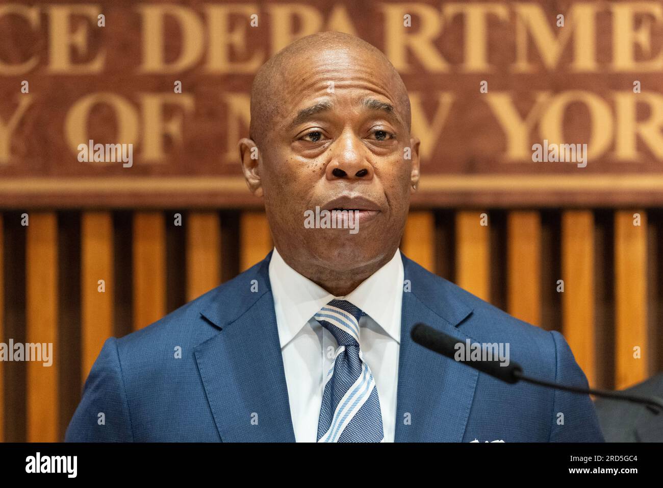 Mayor Eric Adams speaks at public safety announcement by Mayor Eric ...
